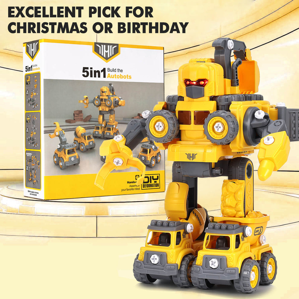 5 in 1 Robot Construction Vehicles Set – Gleamkid