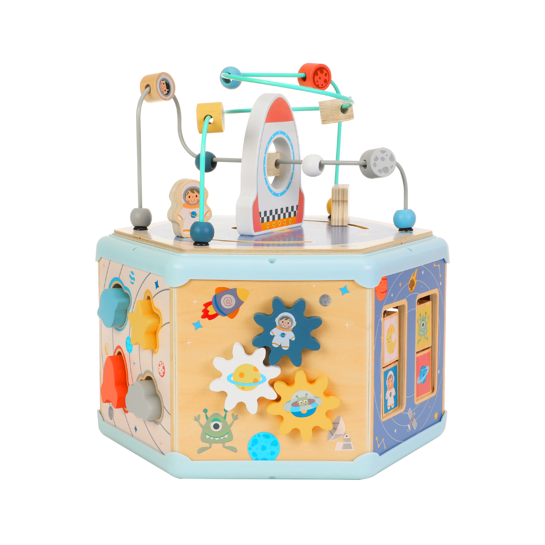 Wooden Montessori Activity Cube Toy for Toddlers | Learning Play Center ...